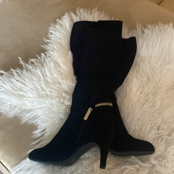 BCBGeneration | Shoes | Black Suede Boot 3 Inch Bcbg Knee High Boots ...